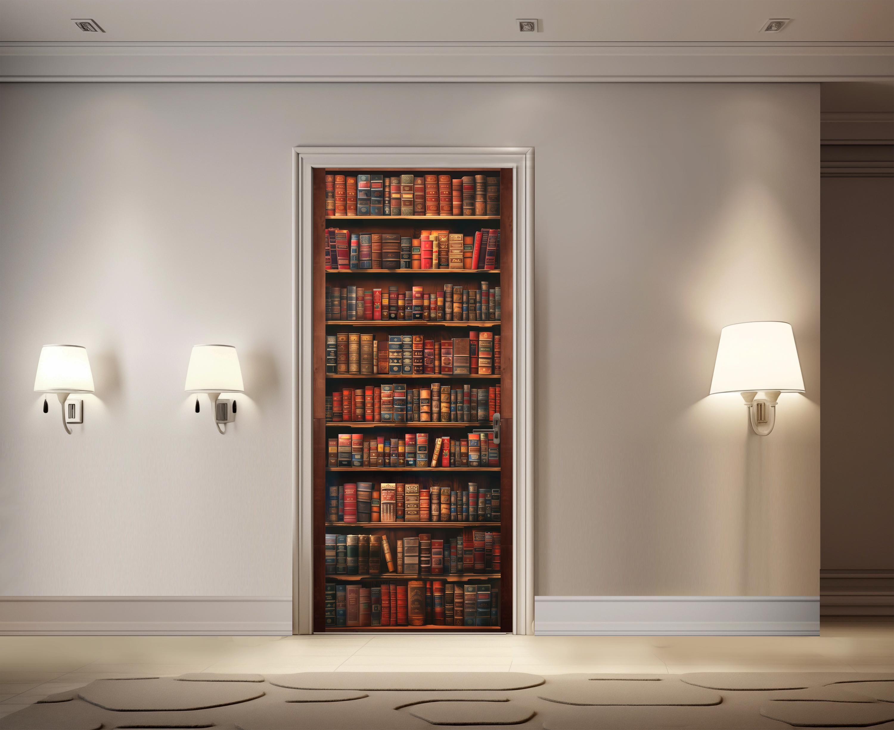 Bookcase Door Decal, Bookshelf Door Sticker, Books Decal, Classic ...