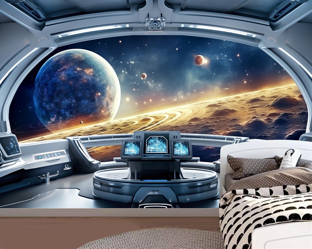 Space Wallpaper, Spaceship Wall Mural, Space Decor, Fantastic Space ...