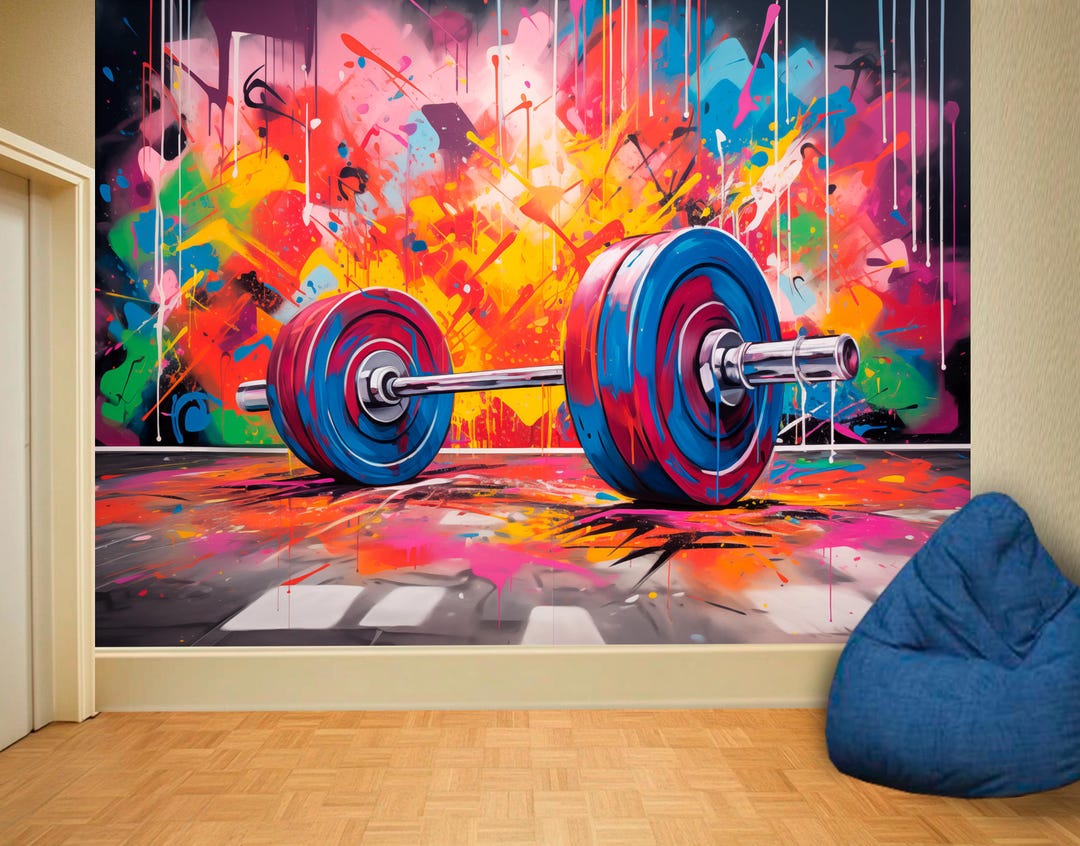 Barbell Graffiti Gym Mural: Sport Wallpaper Print - Etsy UK