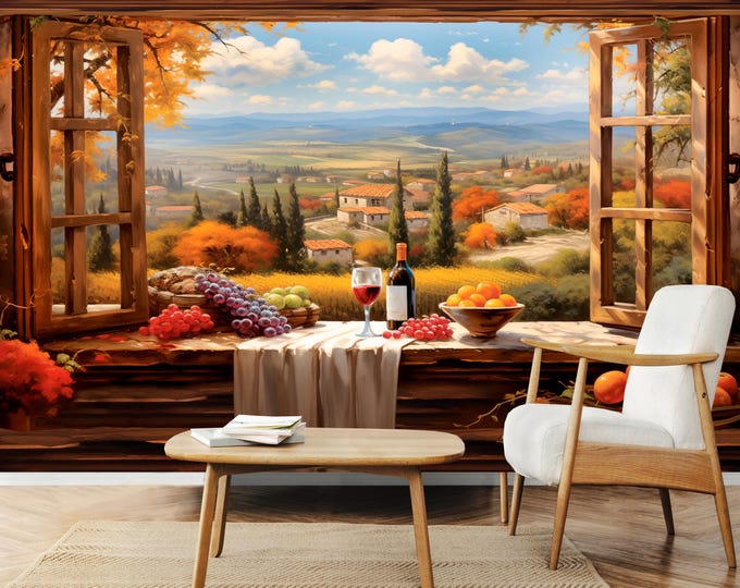 Italy Tuscany Sunrise Vineyards - Large Wall Mural, Self-adhesive Vinyl ...