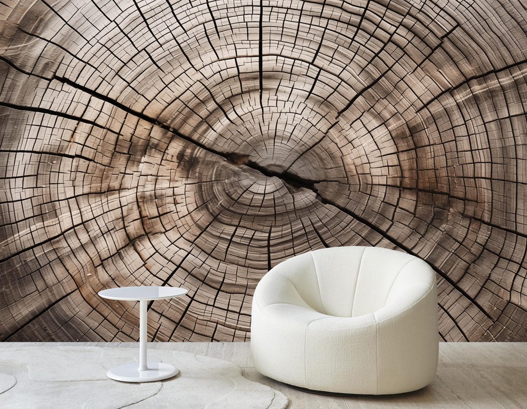 Tree Rings Wallpaper: Oak Stump Wood Texture Mural - Etsy