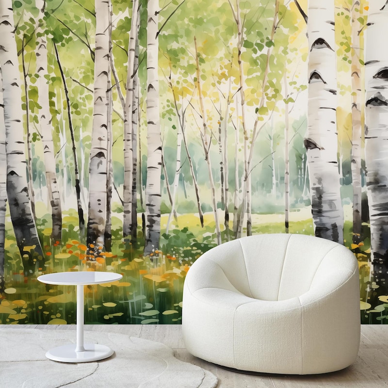 Birch Tree Wallpaper - Etsy