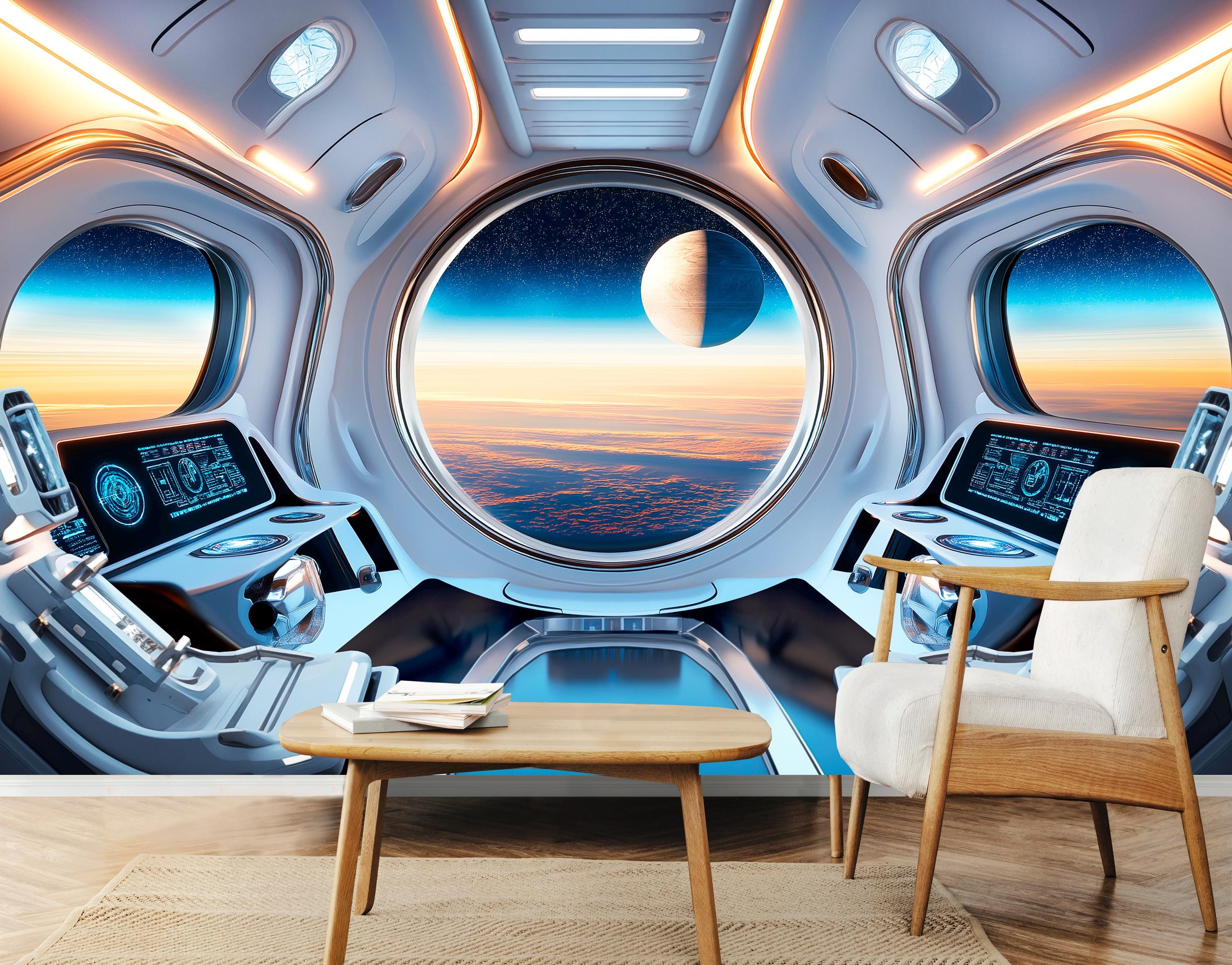 Space Wallpaper, Spaceship Wall Mural, Space Decor, Fantastic Space ...