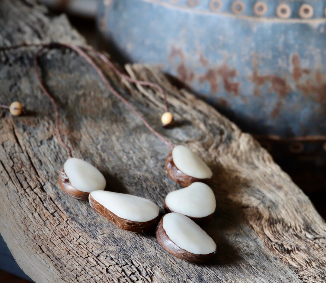 Natural Color Vegetable Ivory Necklace on Drawstring/tagua/palm Seed - Etsy