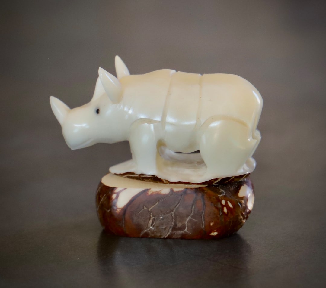 Rhinoceros Carved in Vegetable Ivory /decorative Figurine/animal in ...