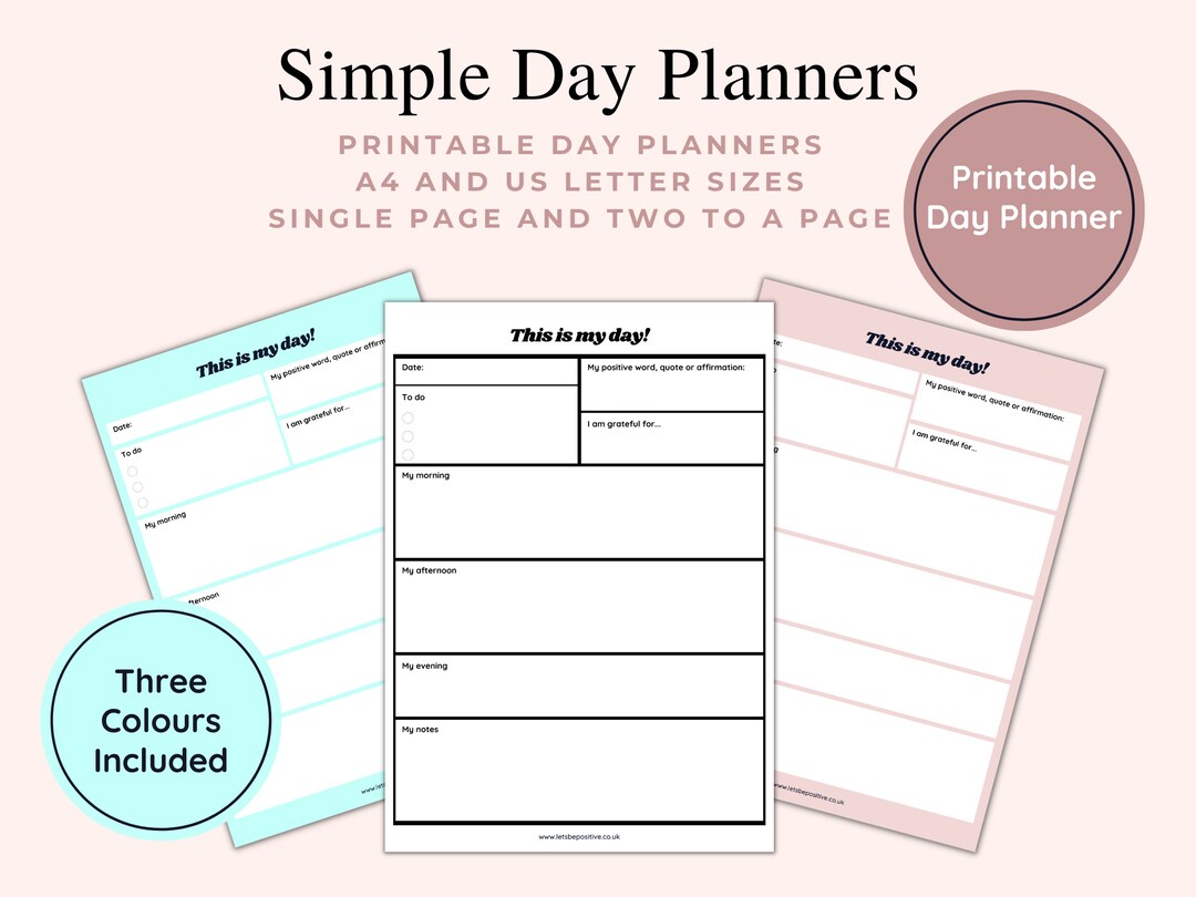 Printable Simple Day Planner Easy Daily Planning Sheets - Etsy