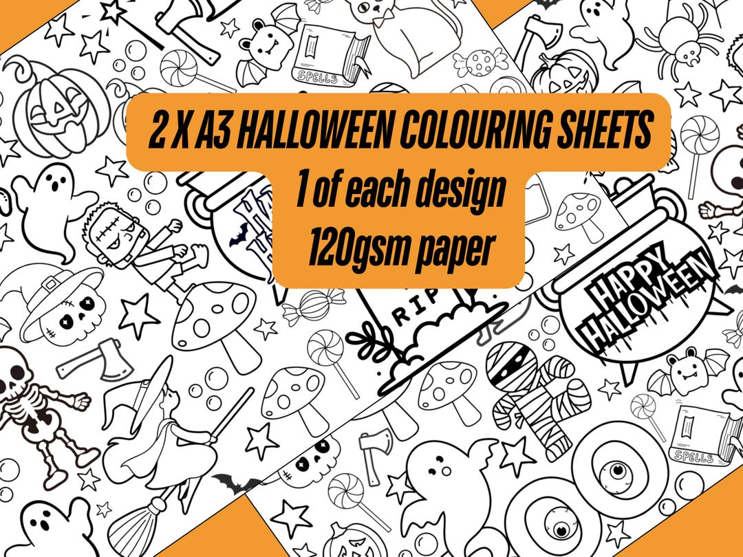 2 Large Halloween Colouring Sheets, A3 Halloween Colour in Posters ...