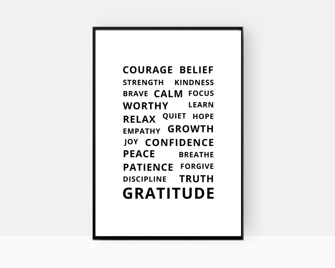 Positivity Print Positive Words, Motivational Word Art, Gratitude ...