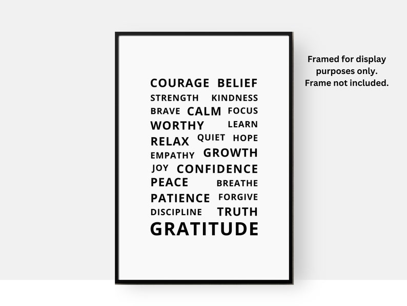 Positive Words Print, Positivity Print, Motivational Words, Word Art ...