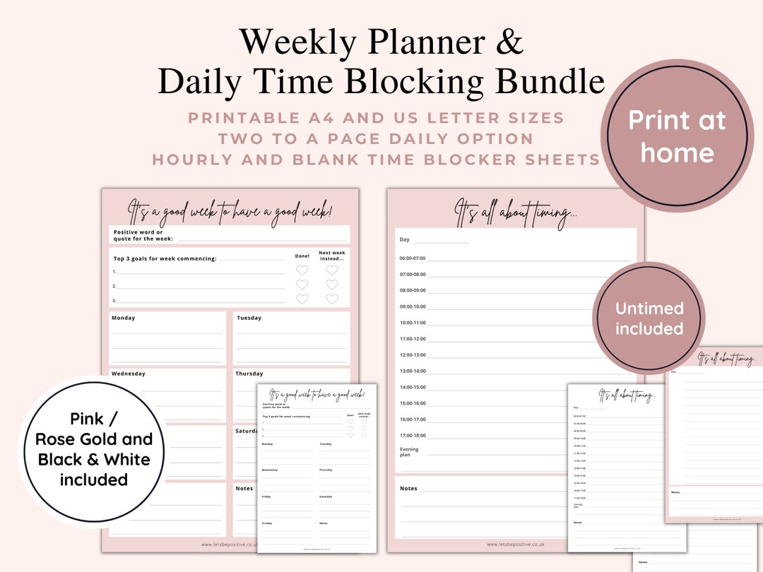 Printable Week and Day Planner Bundle Print at Home Planners - Etsy