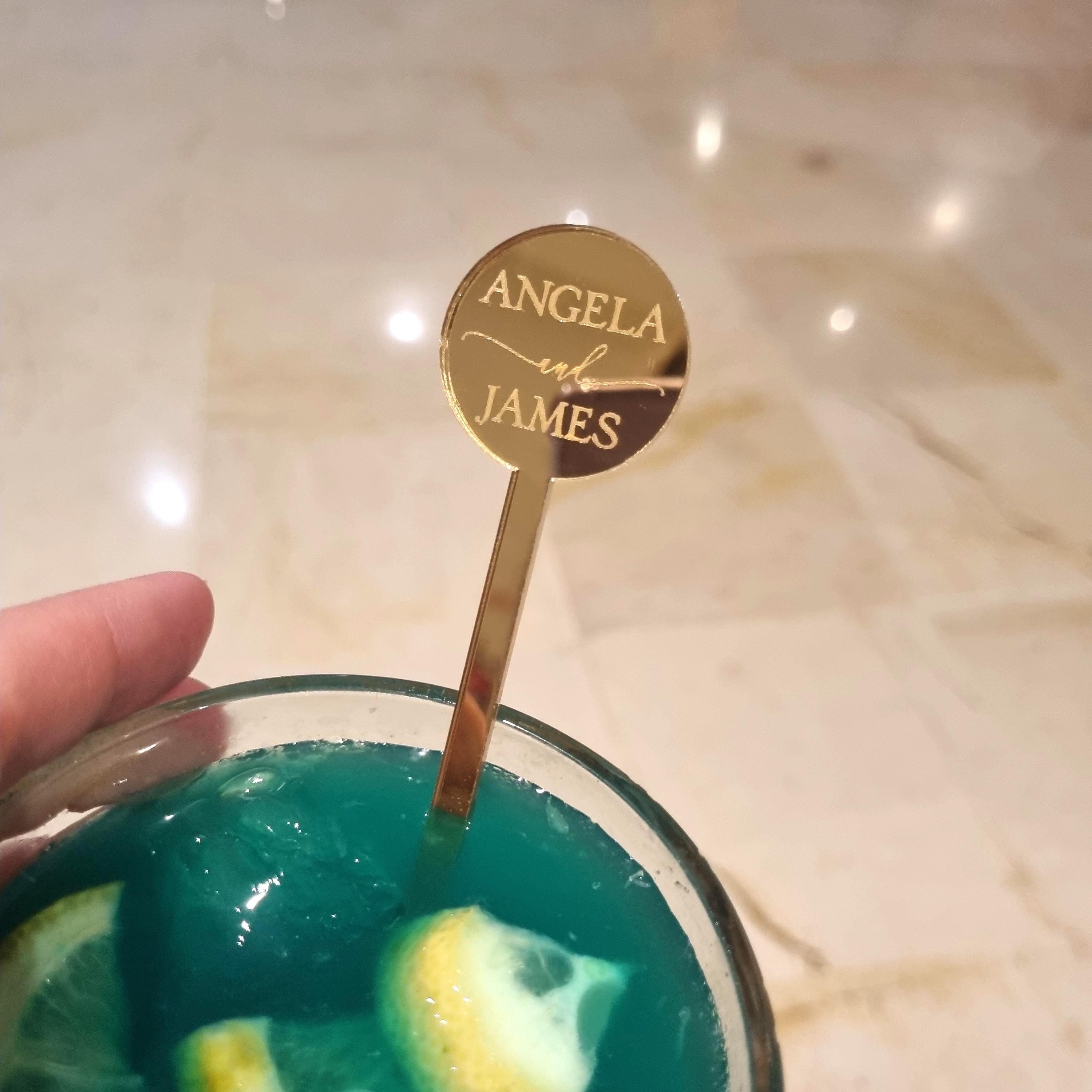 Personalized Drink Stir Stick, Swizzle Stick, Gold Party Bar Decor ...