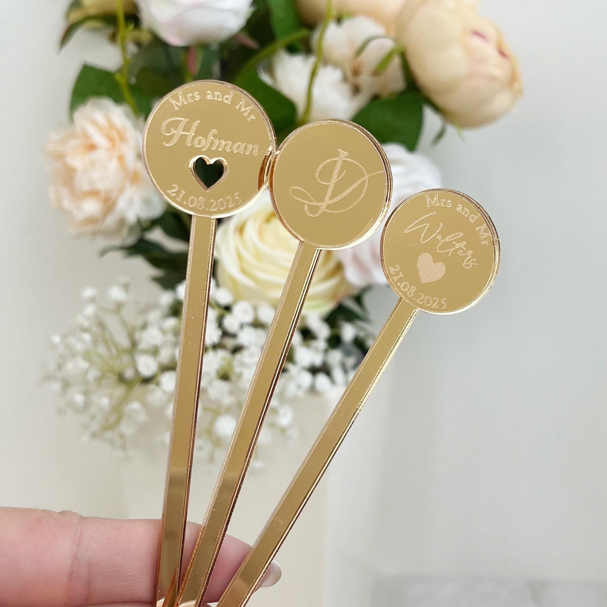 Personalized Drink Stir Stick, Swizzle Stick, Gold Party Bar Decor ...