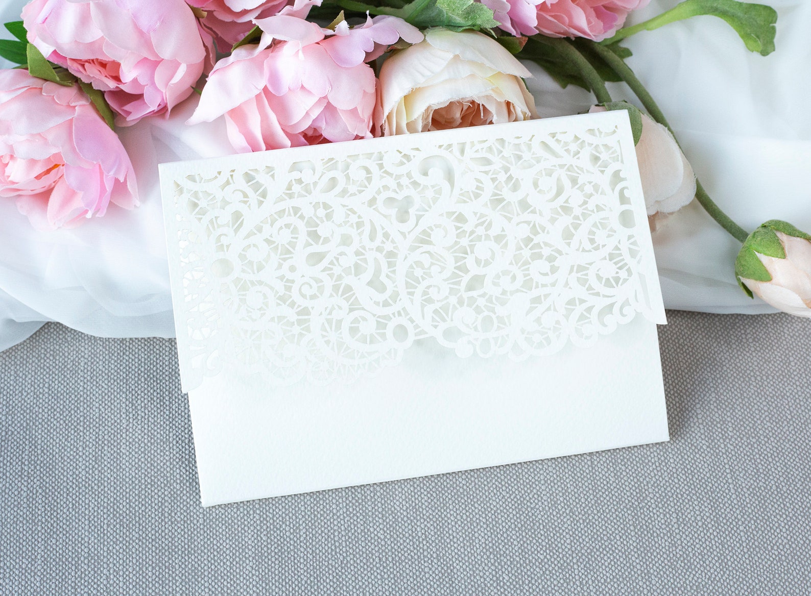Ivory Wedding Invitations With Envelopes Elegant Lace - Etsy