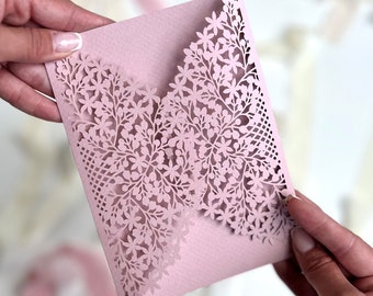 Laser Cut Wedding Invitations DIY Wedding Invitations Pink - Etsy