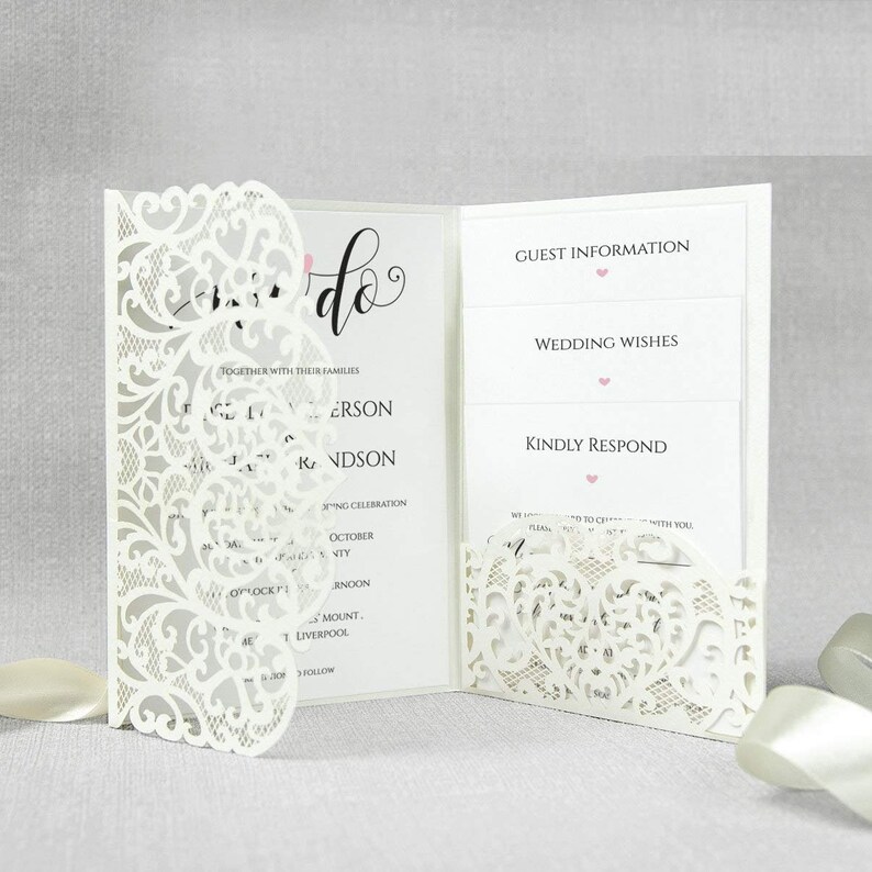 Ivory Elegant Wedding Invitations With Envelopes Invitation - Etsy
