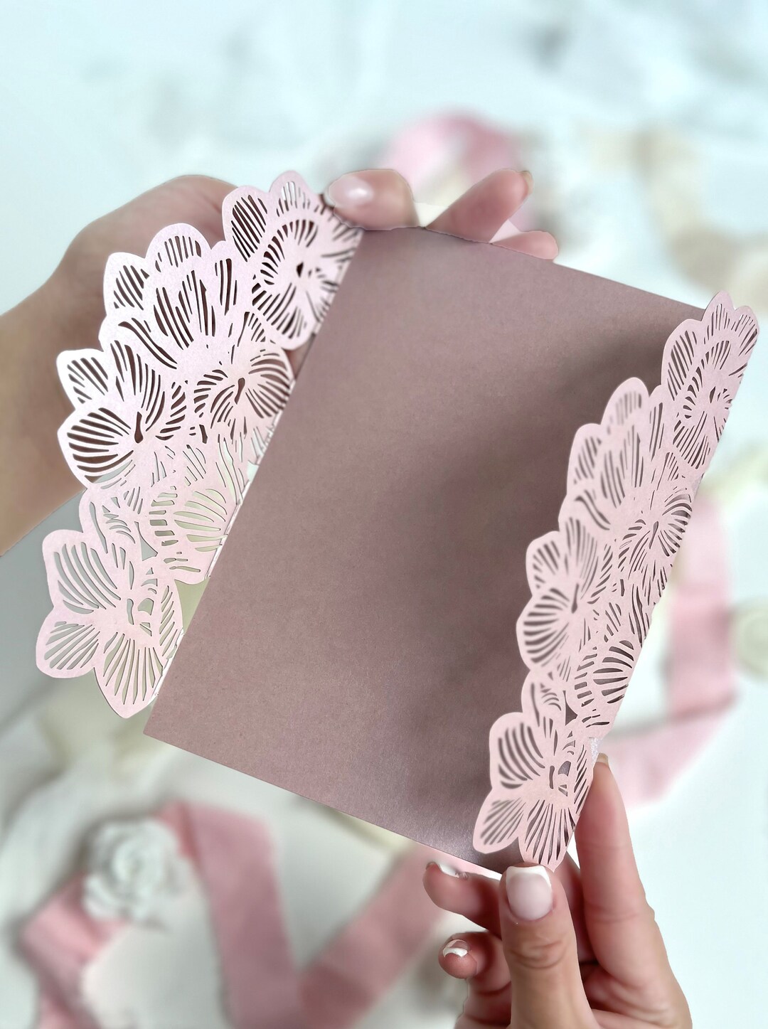 Laser Cut Covers With Orchidea Motif for 5 X 7 Invitation - Pink ...