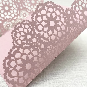 Pink Laser Cut Lace Wedding Cover for 5x7 Wedding Invitation, DIY ...