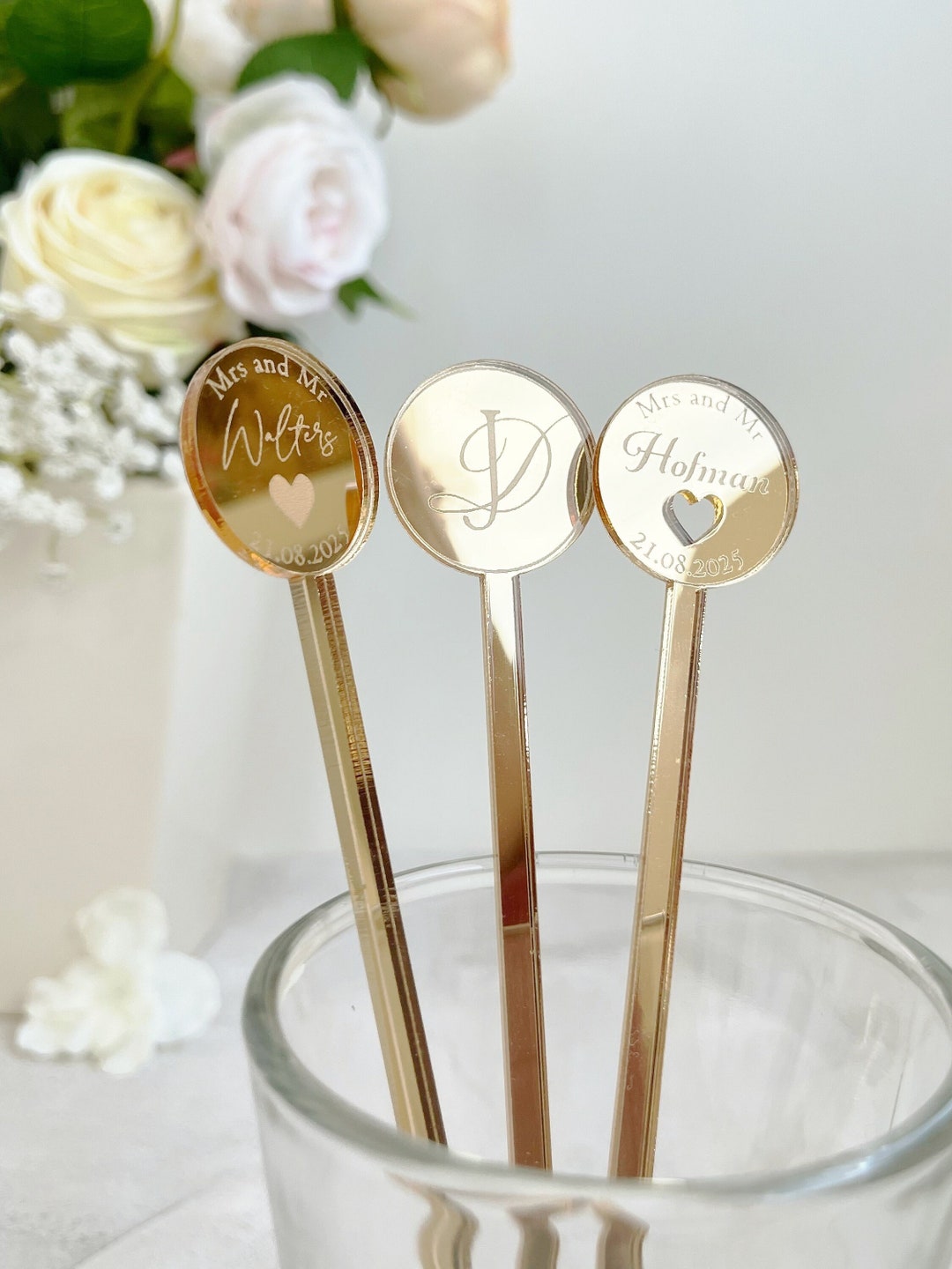 Personalized Drink Stir Stick, Swizzle Stick, Gold Party Bar Decor ...