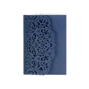 Navy Blue Laser Cut Lace Covers Only Fit to 4 Inserts (main, Day, RSVP ...