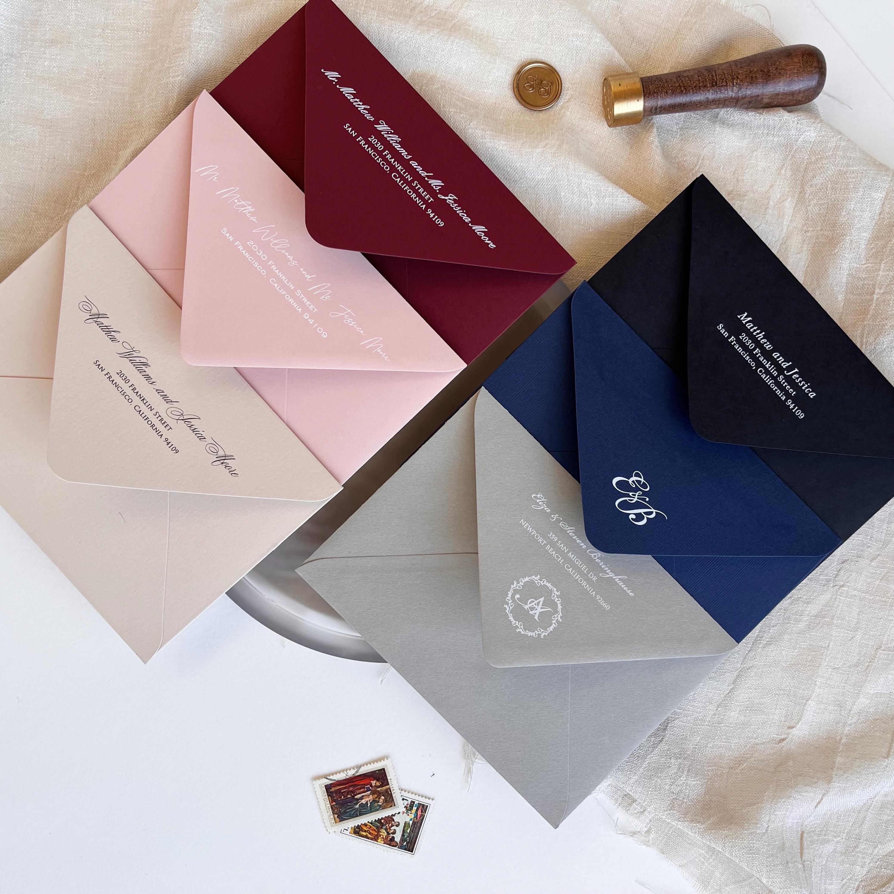 5.5 X 7.5 Custom Color Envelopes for Invitations - 12 Colors, Wedding ...