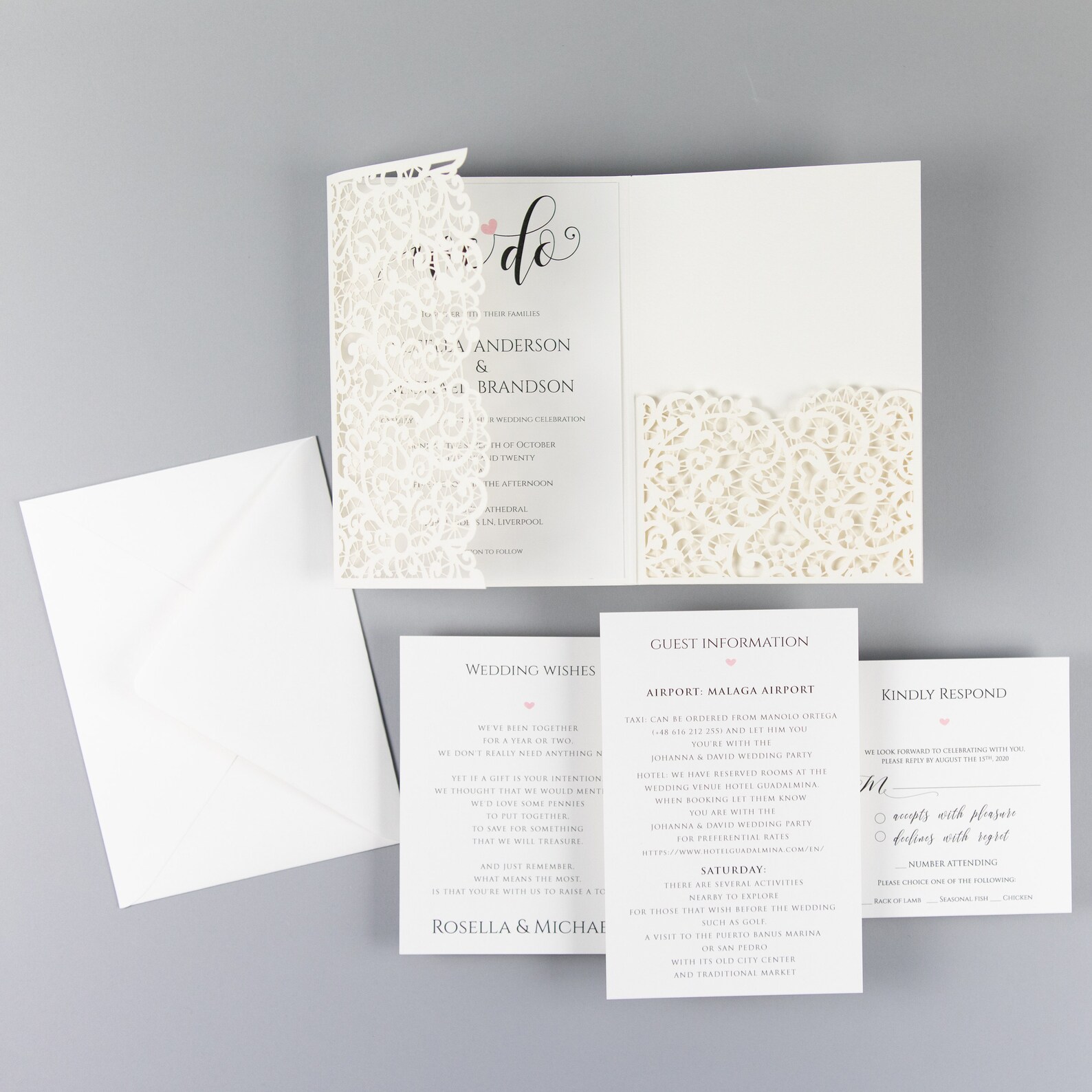 Ivory Wedding Invitations With Envelopes Elegant Lace | Etsy