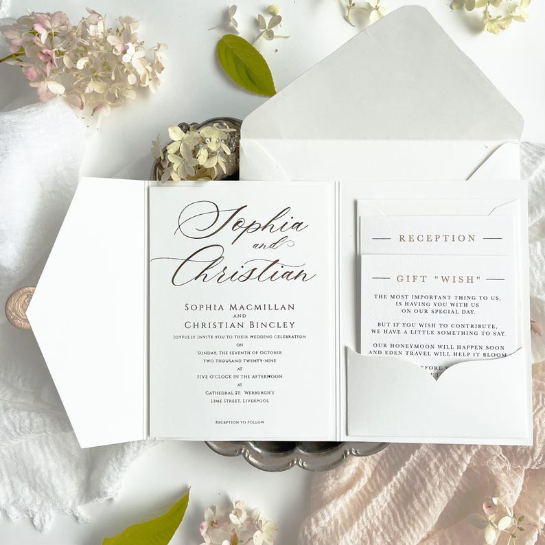 Gold Foil Pocket Wedding Invitations: Elegant, Customizable RSVP Suite ...