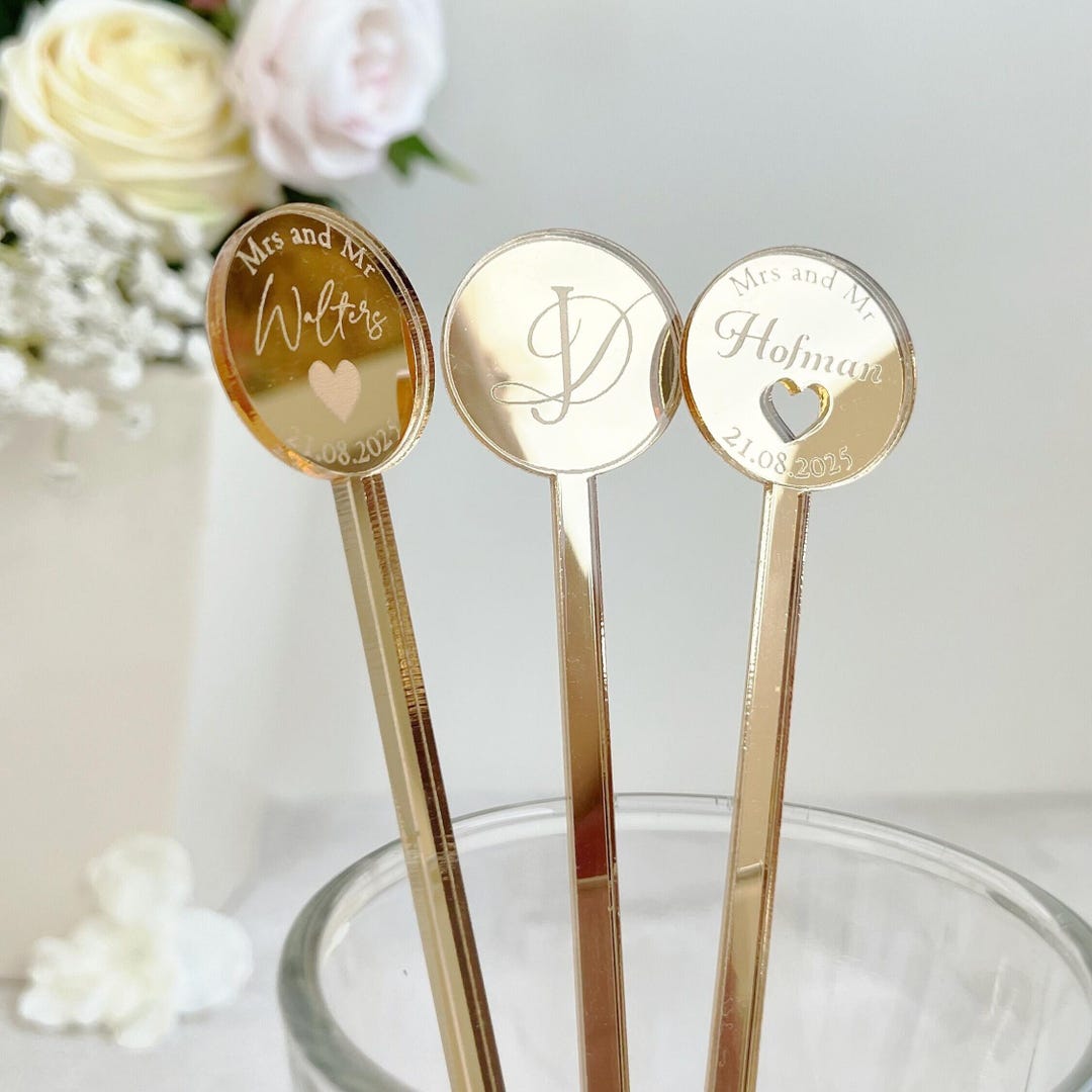 Personalized Drink Stir Stick, Swizzle Stick, Gold Party Bar Decor ...