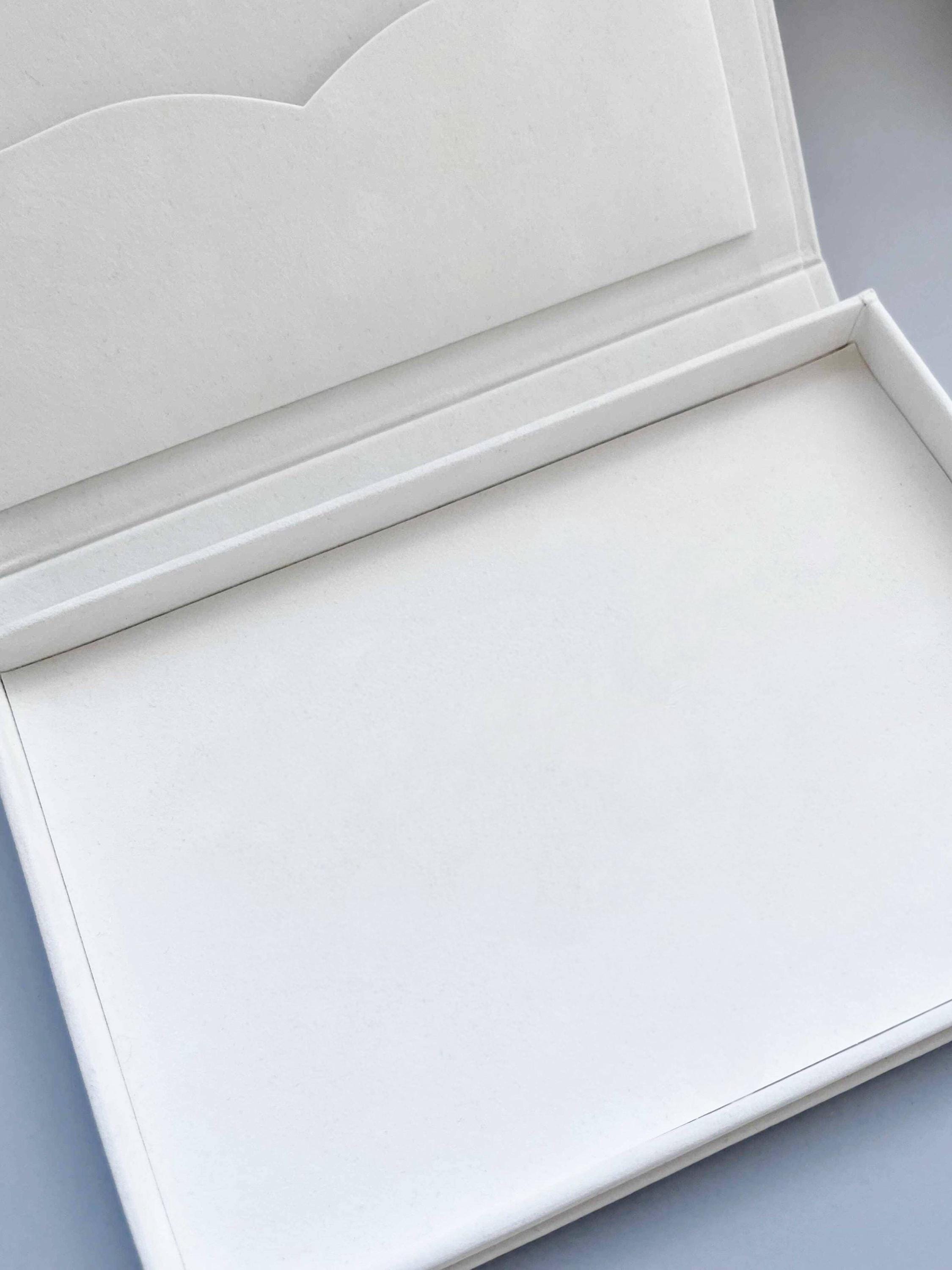 White Velvet Box With Gold Foil Monogram for Wedding Invitation With a ...