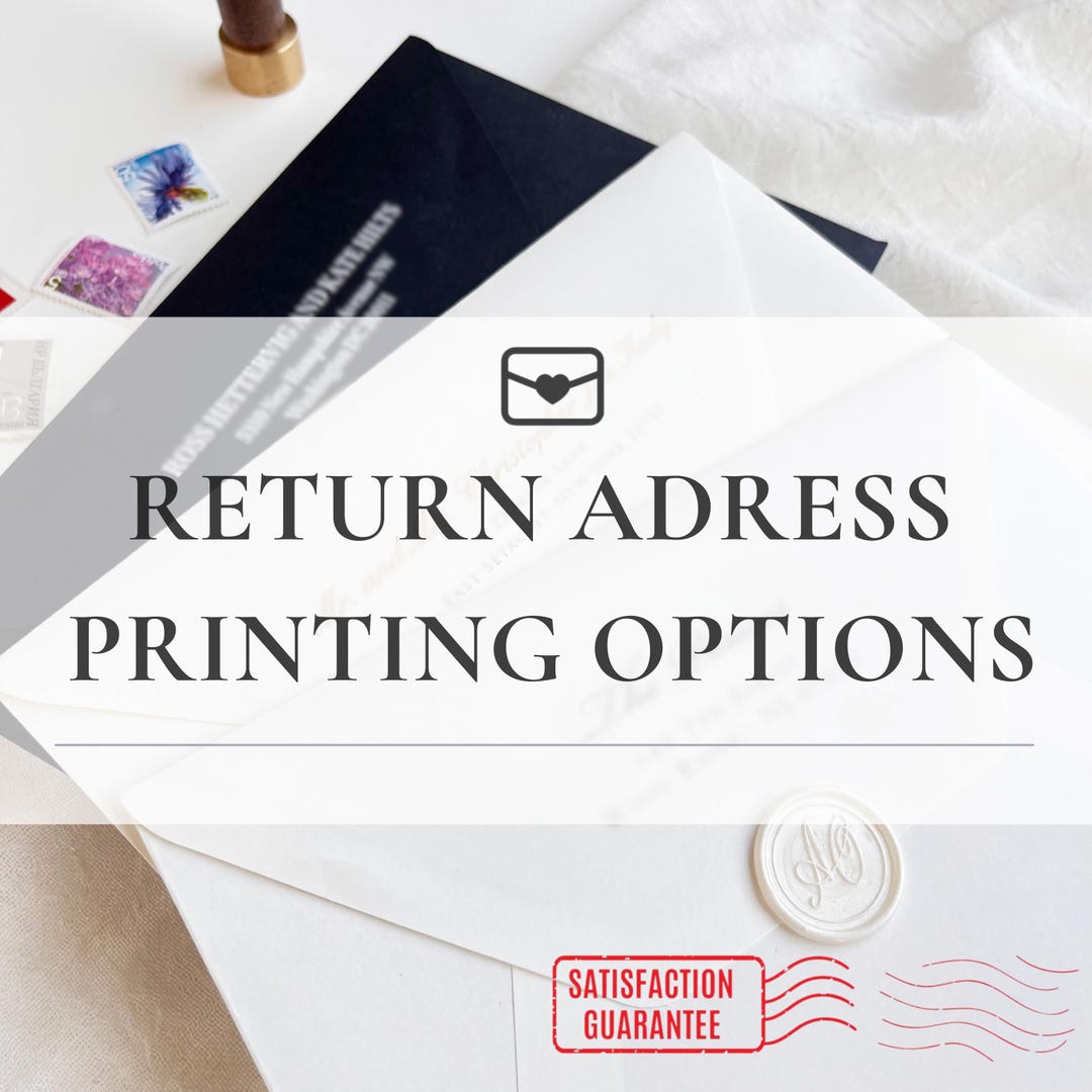 Return Address Printing Add-on- Wedding Envelopes, RSVP Envelopes ...
