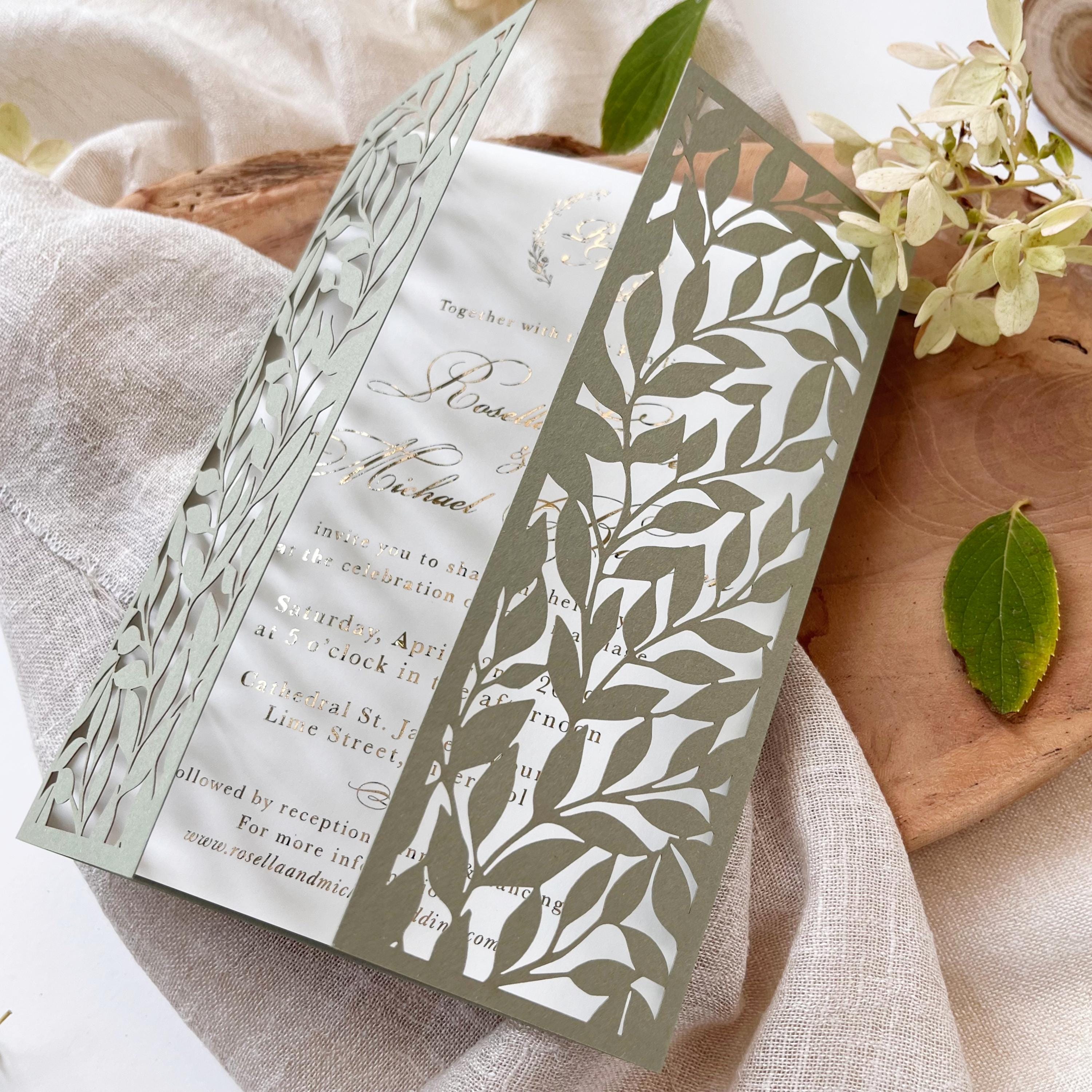 Laser Cut Cover for 5x7 Wedding Invitation - Custom Color, DIY Invite ...