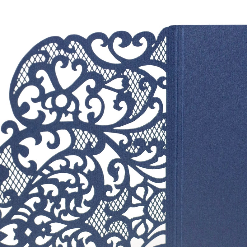 Navy Blue Laser Cut Lace Covers Only Fit to 4 Inserts (main, Day, RSVP ...