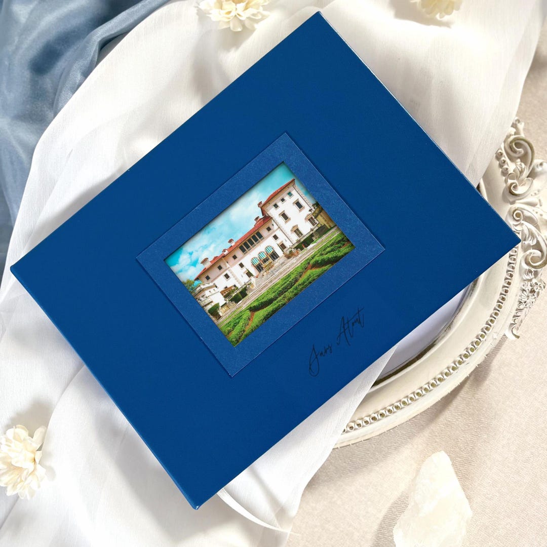 Personalized Navy Blue Wedding Guest Book With Custom Venue ...