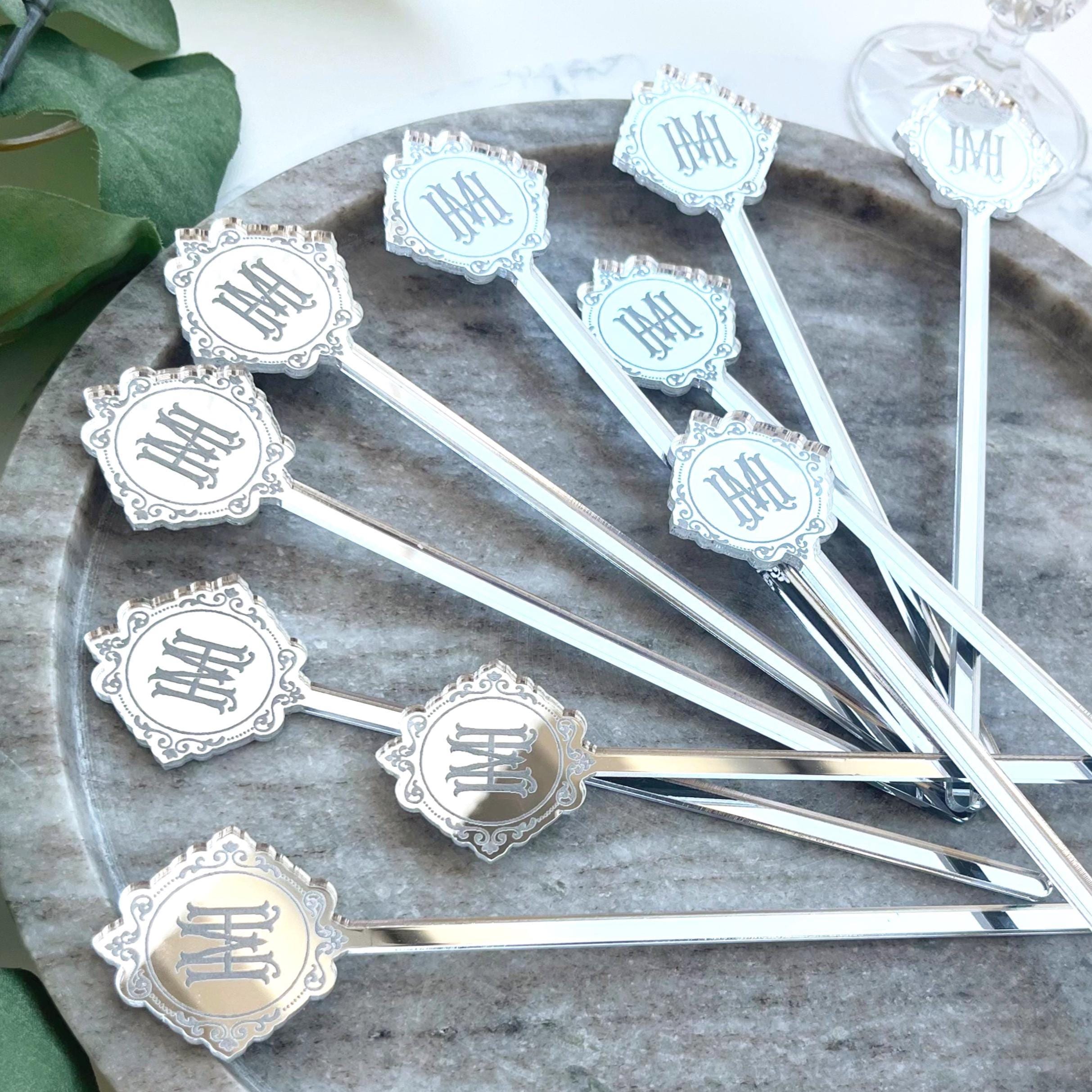 Custom Silver Mirror Drink Stirrers, Wedding Stir Sticks, Cocktail ...
