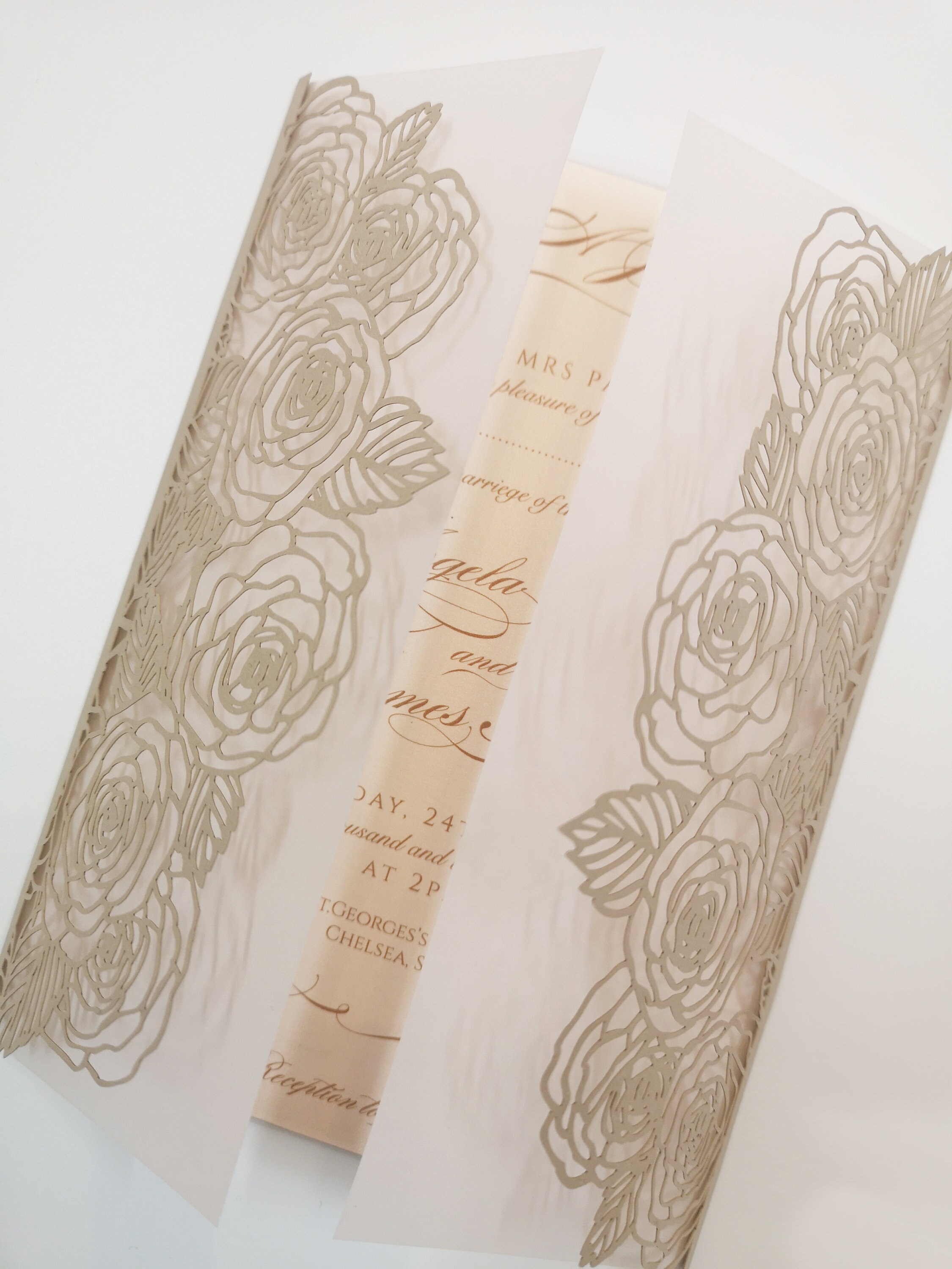 Laser Cut Cover With a Delicate Pattern of Roses for 5x7 Card, Floral ...