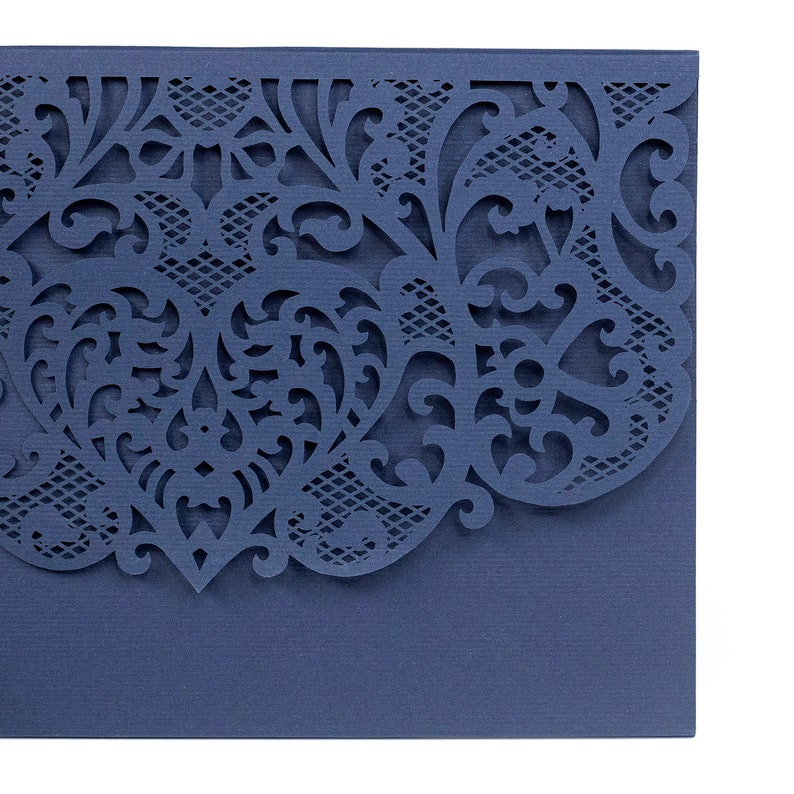 Navy Blue Laser Cut Lace Covers Only Fit to 4 Inserts (main, Day, RSVP ...