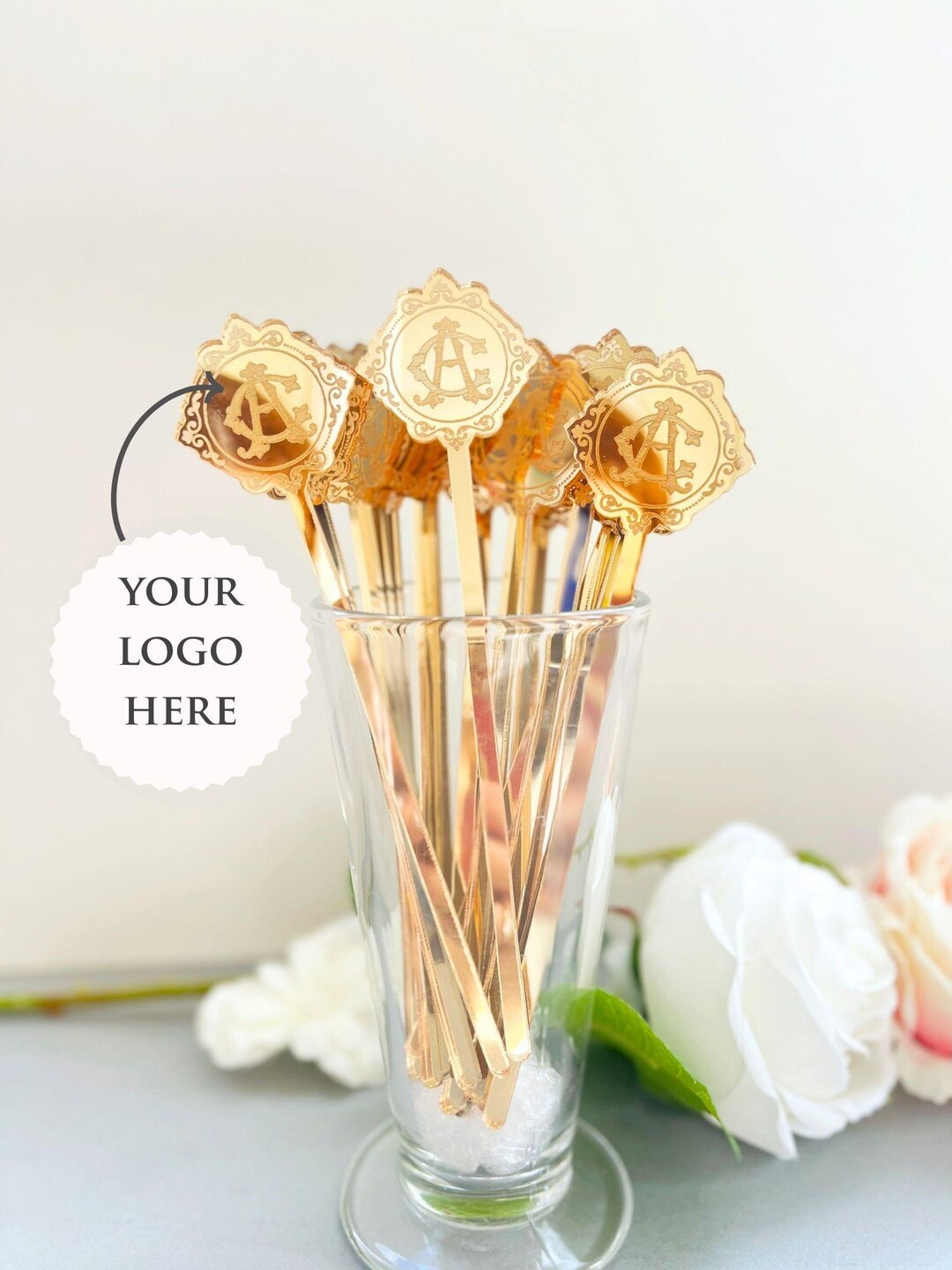 Corporate Logo Drink Stirrers, Custom Gold Mirror Acrylic Stir Sticks ...