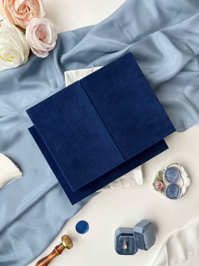 Royal Blue Velvet Box for 5x7 Acrylic Invitation , Wedding Monogram ...