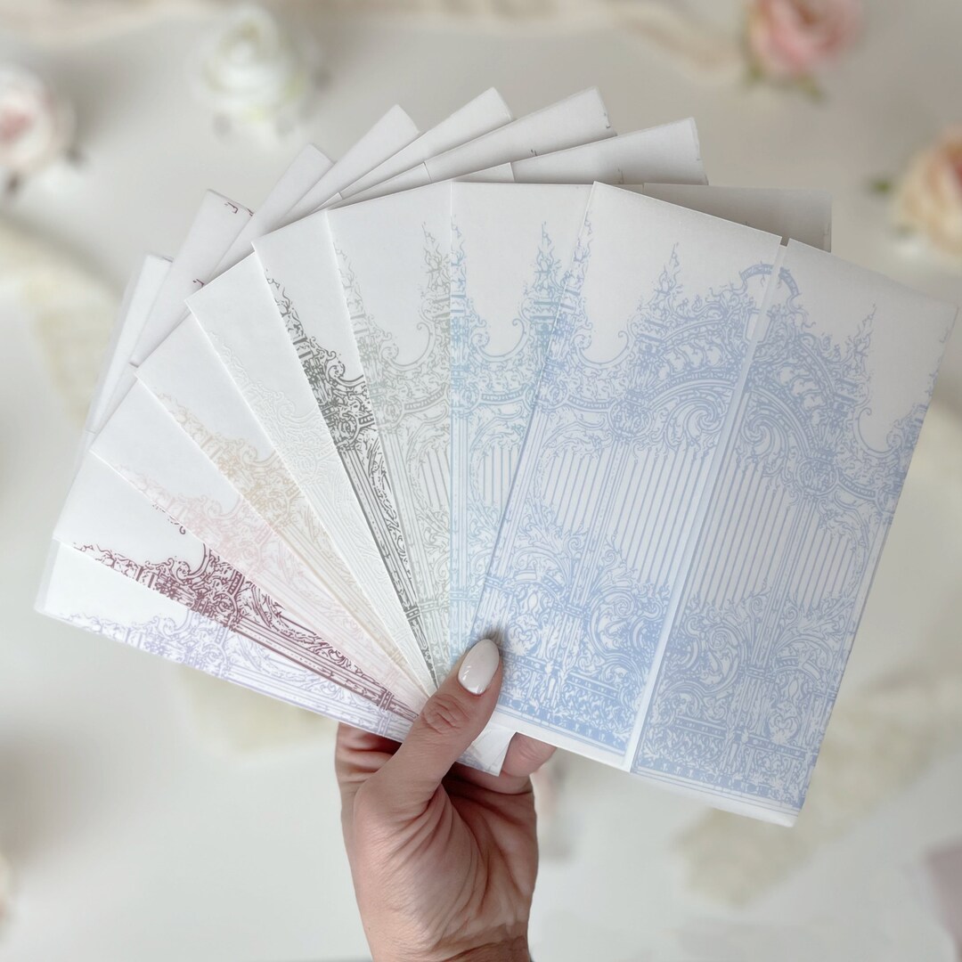 Vellum Jacket Printed Baroque Garden Arched Gate, Vellum Wrap for 5x7 ...