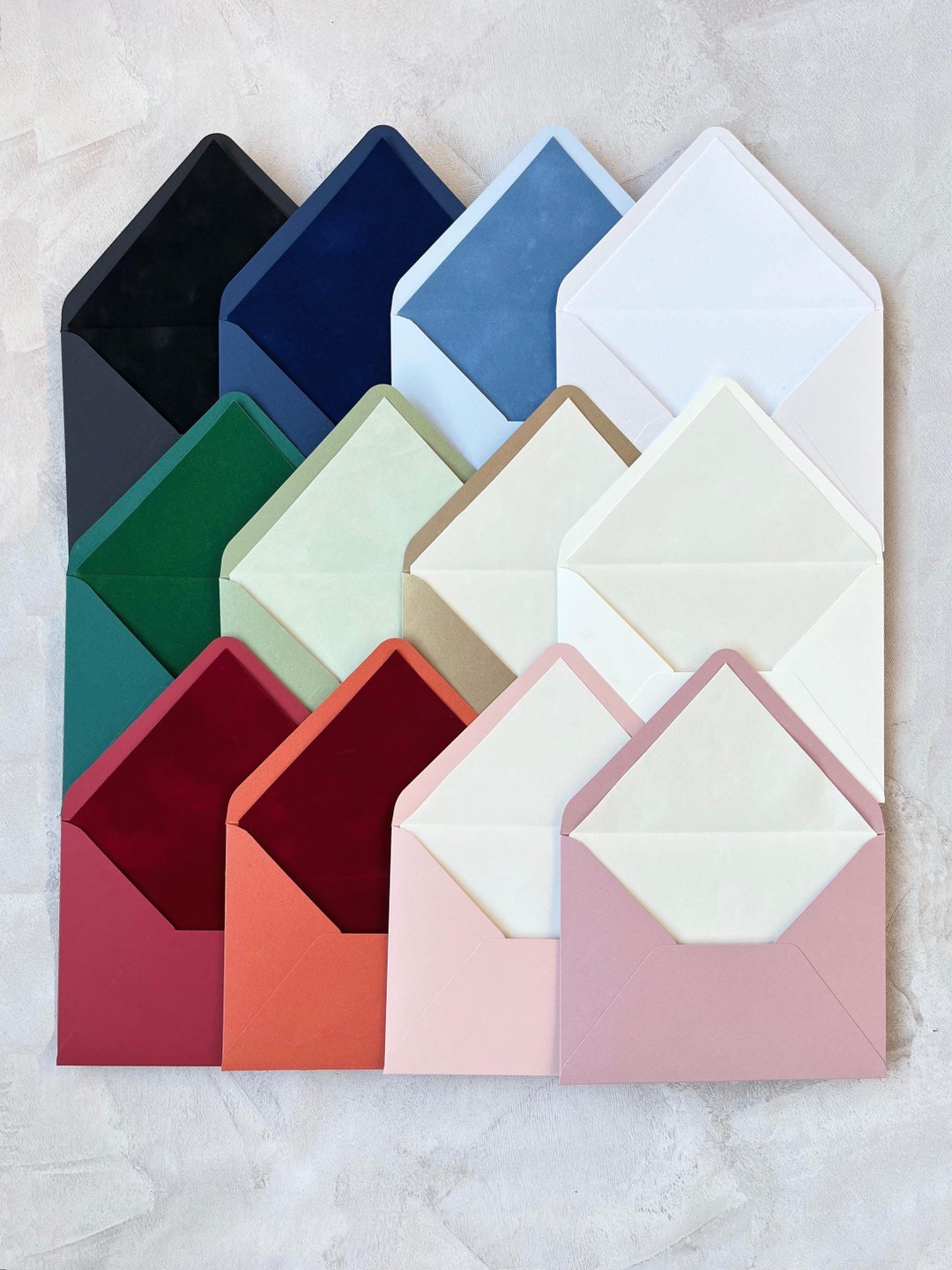 Velvet Lined Envelopes, Custom Colors Handmade Envelopes, Luxury ...