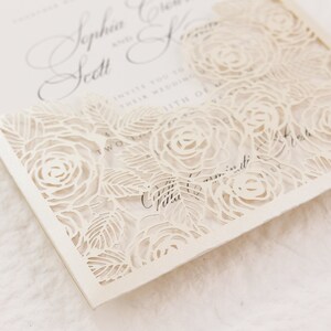 Laser Cut Invitation Pocket With Roses Motif for 5x7 Card, DIY Floral ...