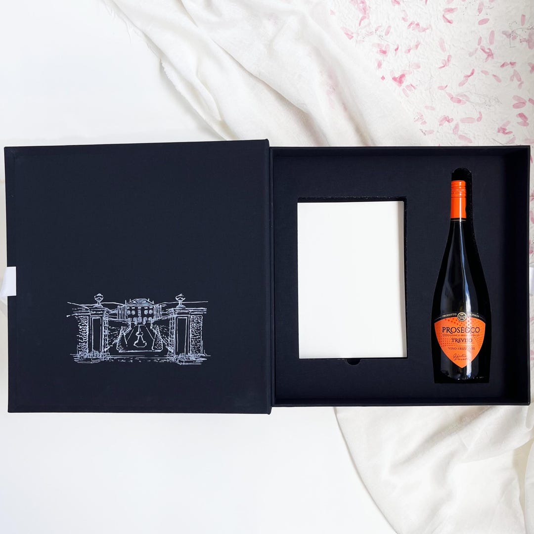 Custom Wedding Invitation Box With Department for Wine, Personalized ...