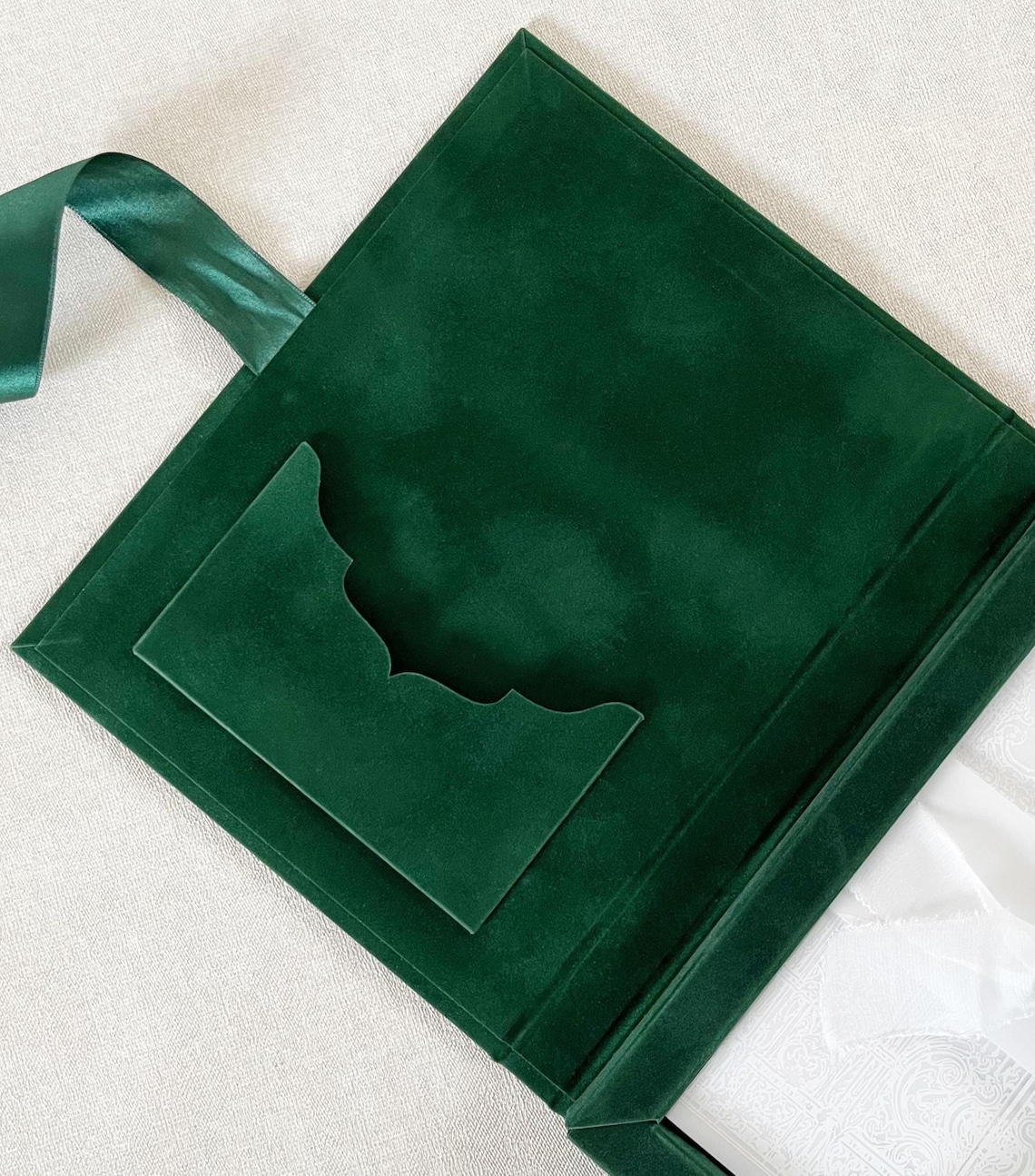 Emerald Velvet Wedding Invitations Box, Green Velvet Box for 5x7" Party ...
