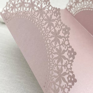 Pink Laser Cut Lace Cover for 5x7 Wedding Invitation, DIY Invitation ...