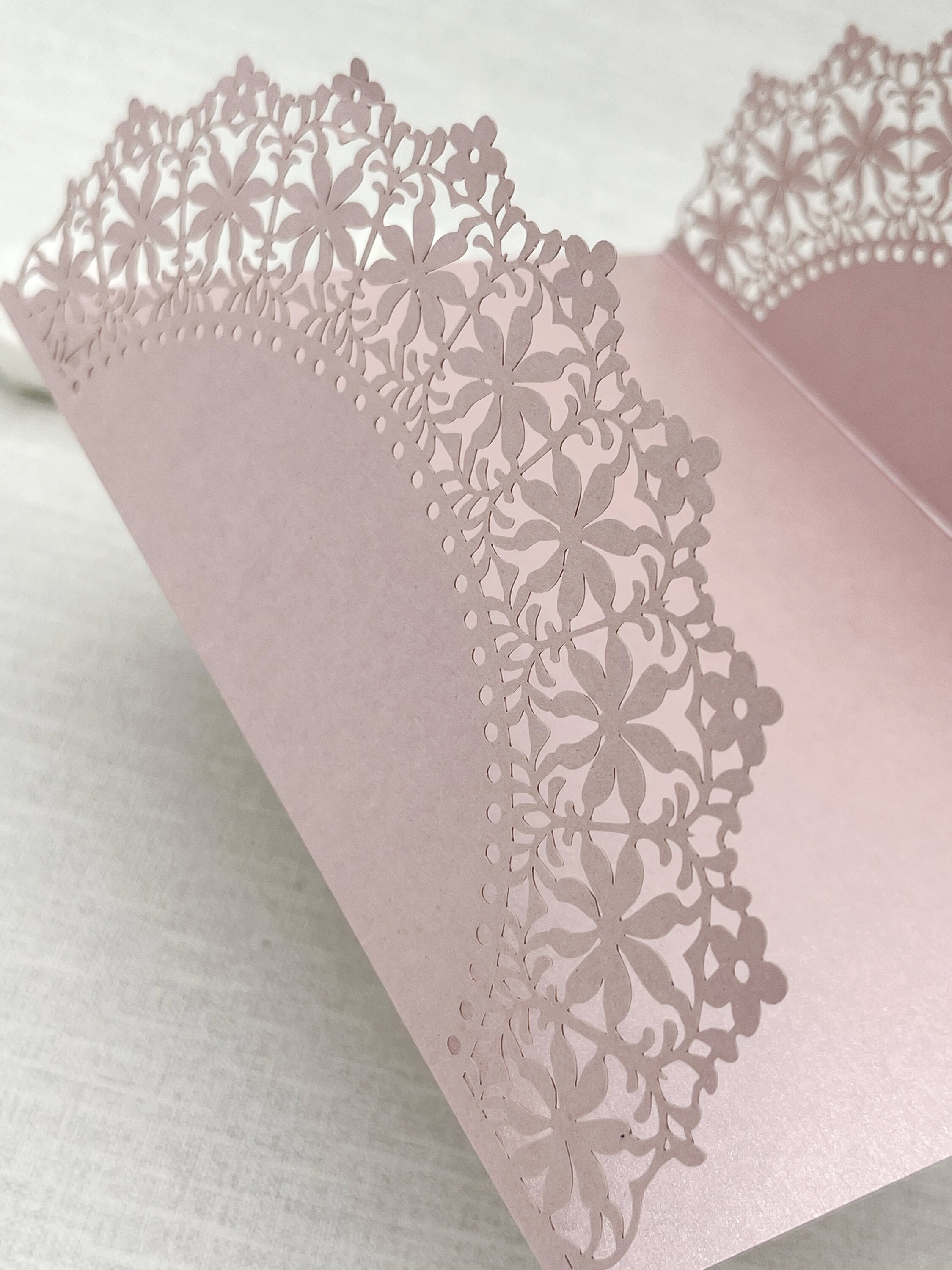 Pink Laser Cut Lace Cover for 5x7 Wedding Invitation, DIY Invitation ...