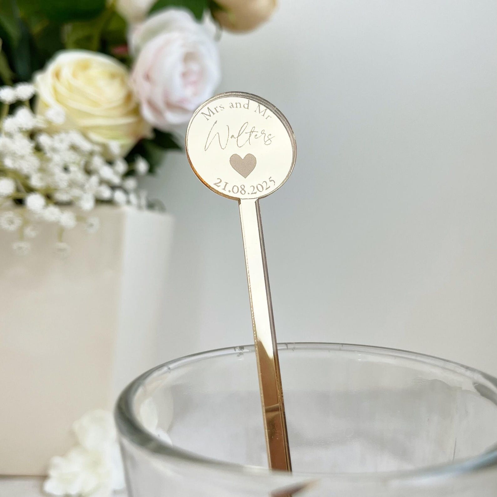 Personalized Drink Stir Stick, Swizzle Stick, Gold Party Bar Decor ...