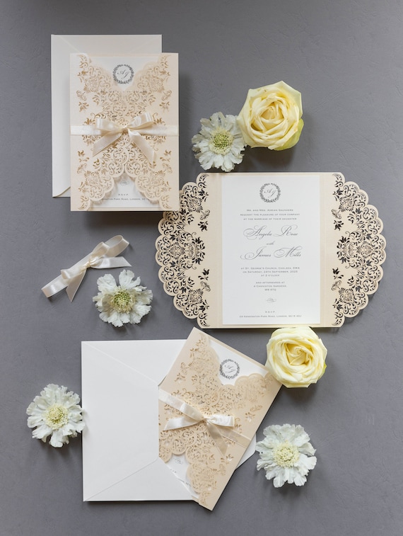 Elegant Wedding Invitations With Lace