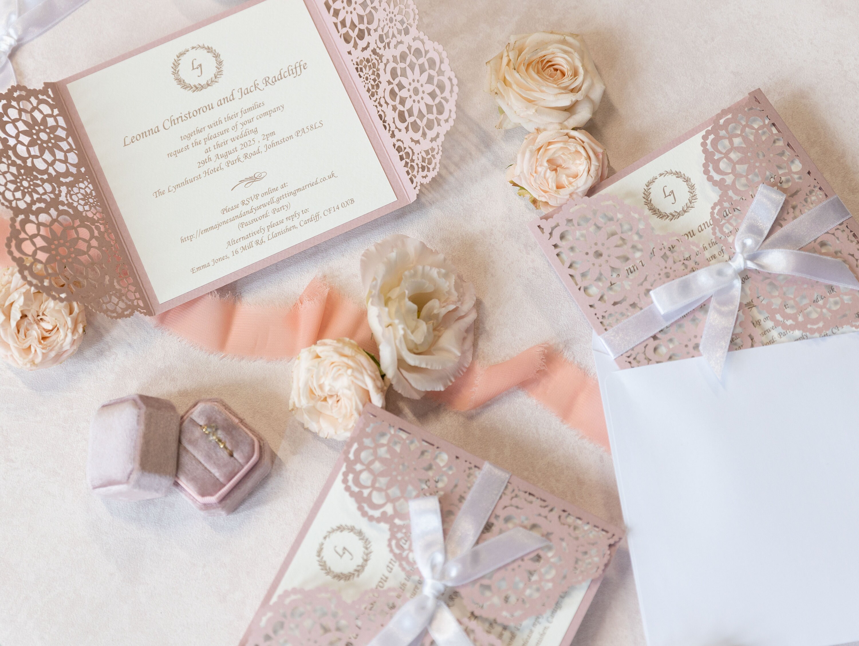 Rose Laser Cut Wedding Invitations