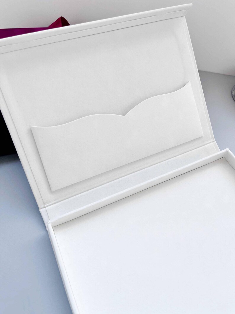 White Velvet Box With Gold Foil Monogram for Wedding Invitation With ...