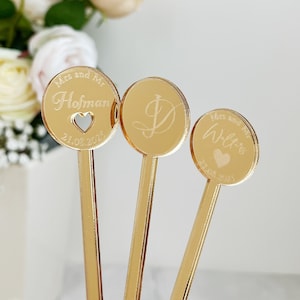 Personalized Drink Stir Stick, Swizzle Stick, Gold Party Bar Decor ...