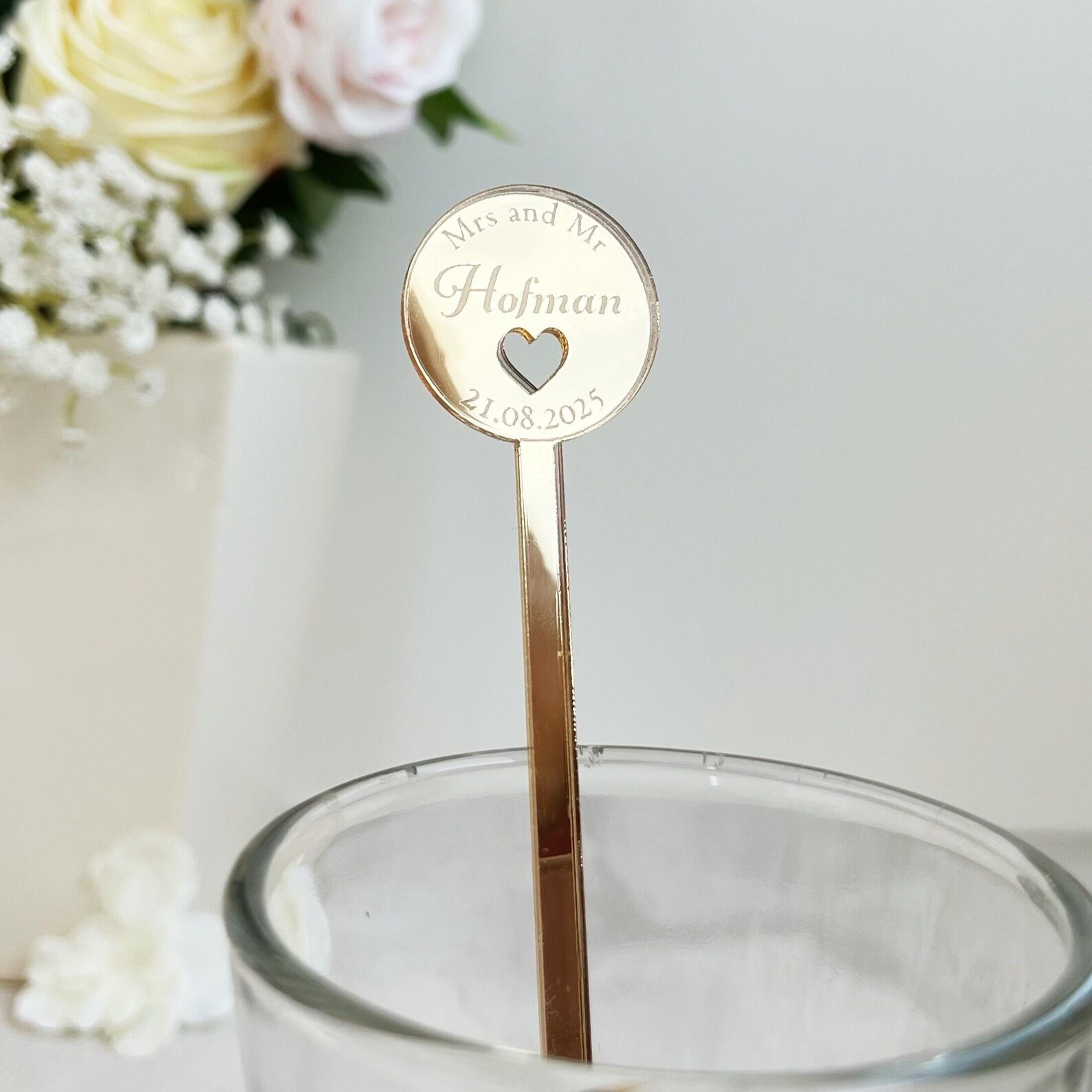 Personalized Drink Stir Stick, Swizzle Stick, Gold Party Bar Decor ...